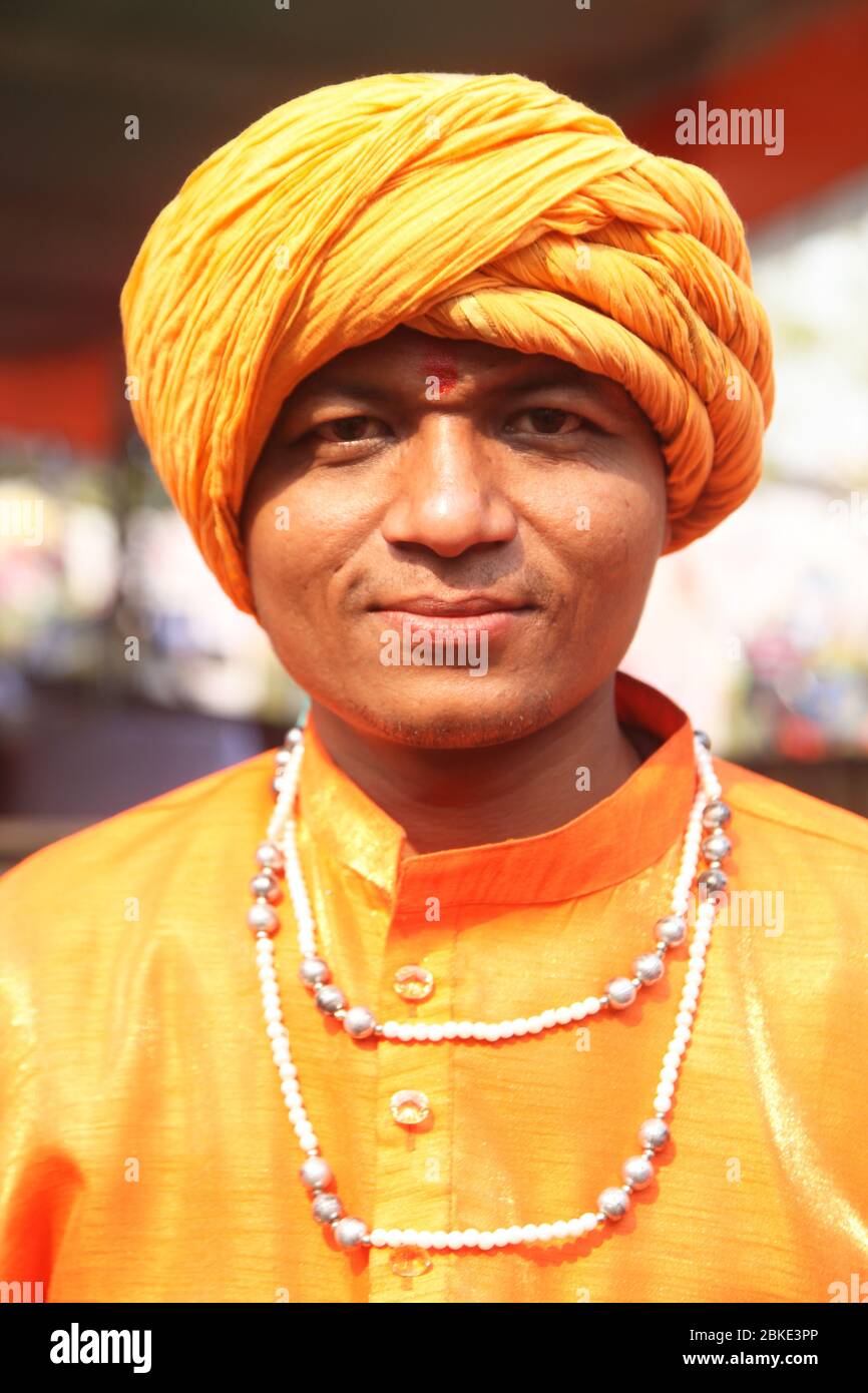 Indian Baba Swami Sadhu Holyman Saddhu in front of temple Haridwar ...