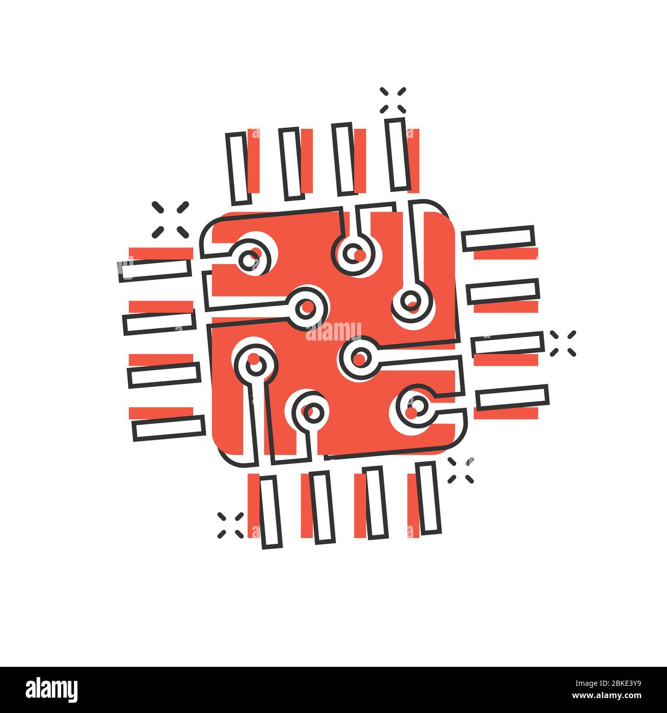 Computer cpu icon in comic style. Circuit board cartoon vector ...