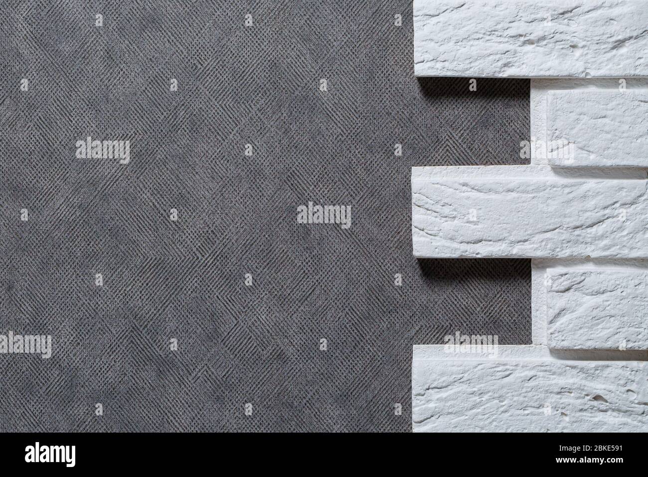 Decorative plaster brick. Texture of light beige scratched embossed ...