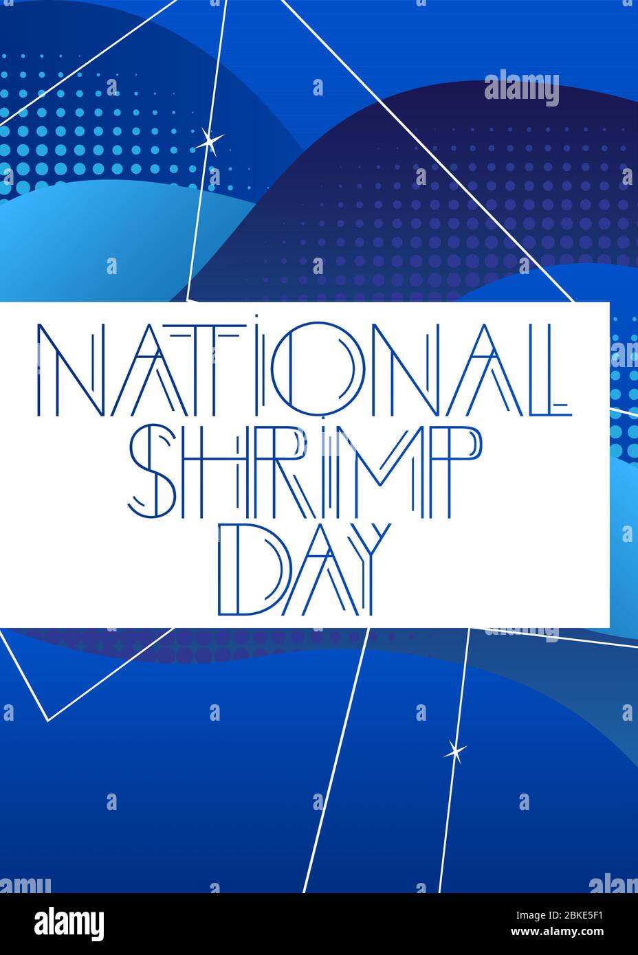 Art Deco National Shrimp Day (May 10) text. Decorative greeting card ...