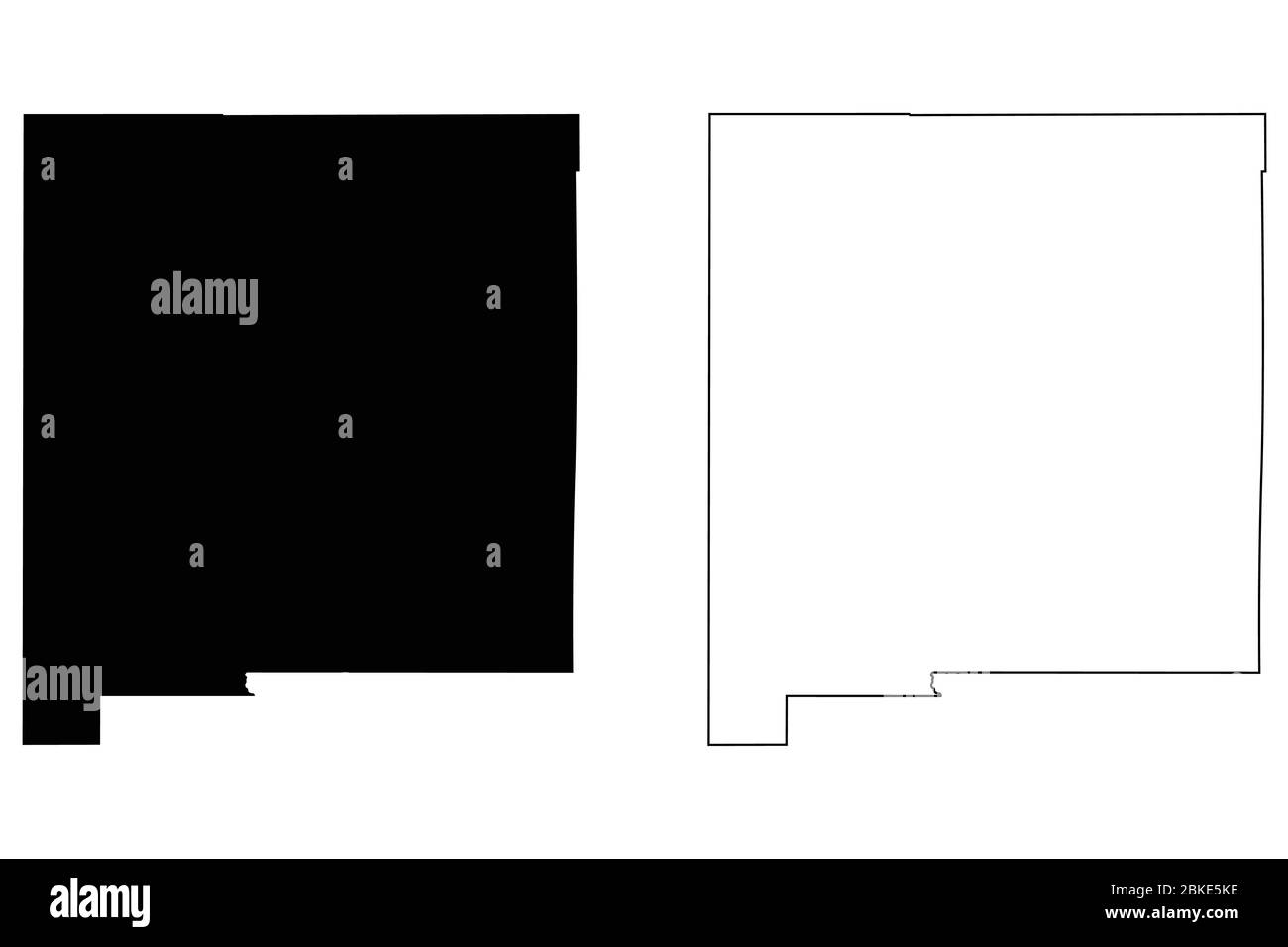 New Mexico NM state Maps. Black silhouette and outline isolated on a ...