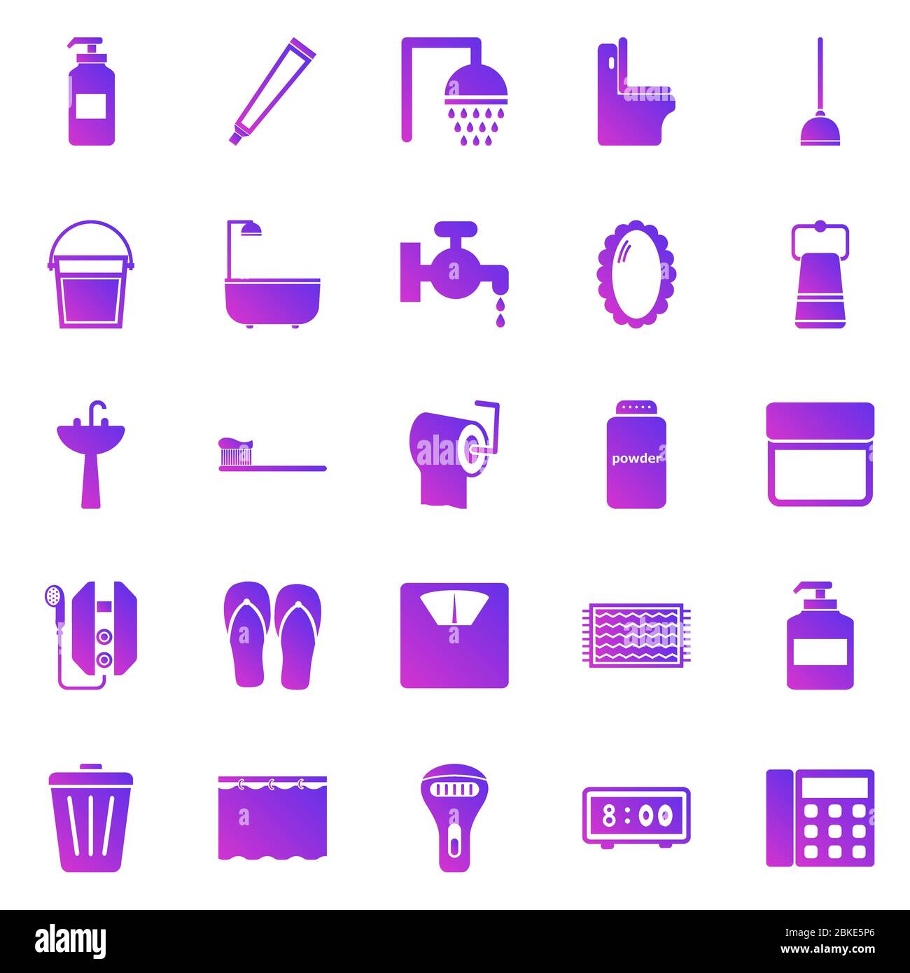Bathroom gradient icons on white background, stock vector Stock Vector ...