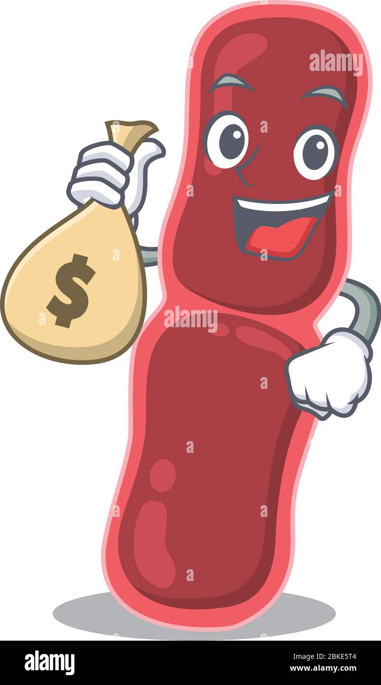 Rich bacillus bacteria cartoon design holds money bags Stock Vector ...