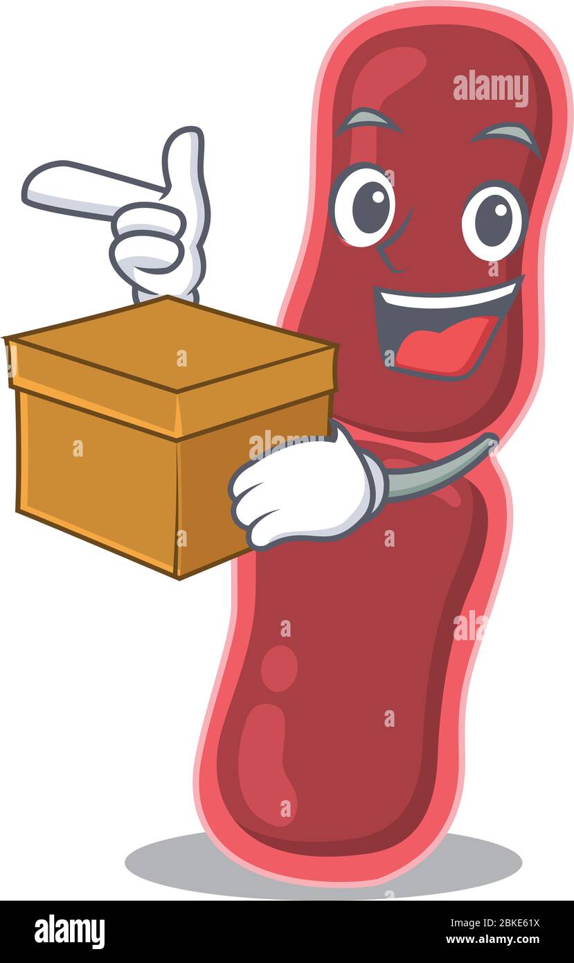 An picture of bacillus bacteria cartoon design concept holding a box ...