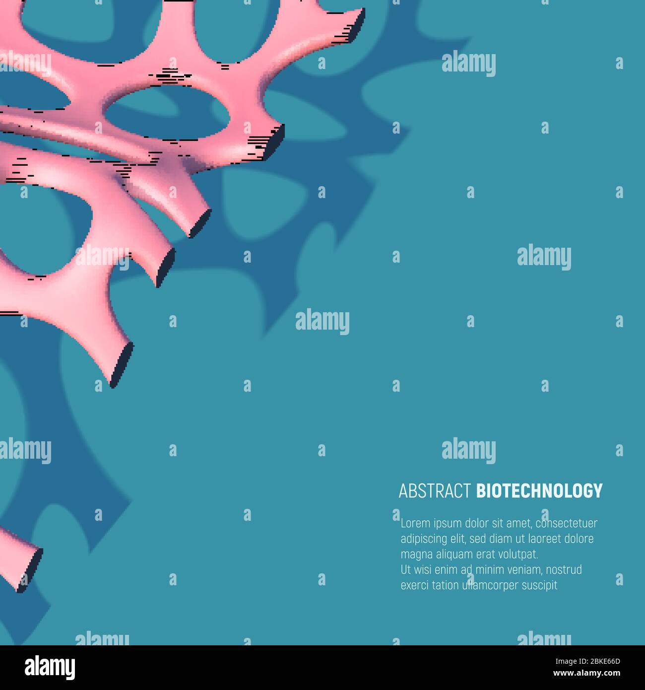 Artificial biologic fiber background with abstract pink mesh on blue ...