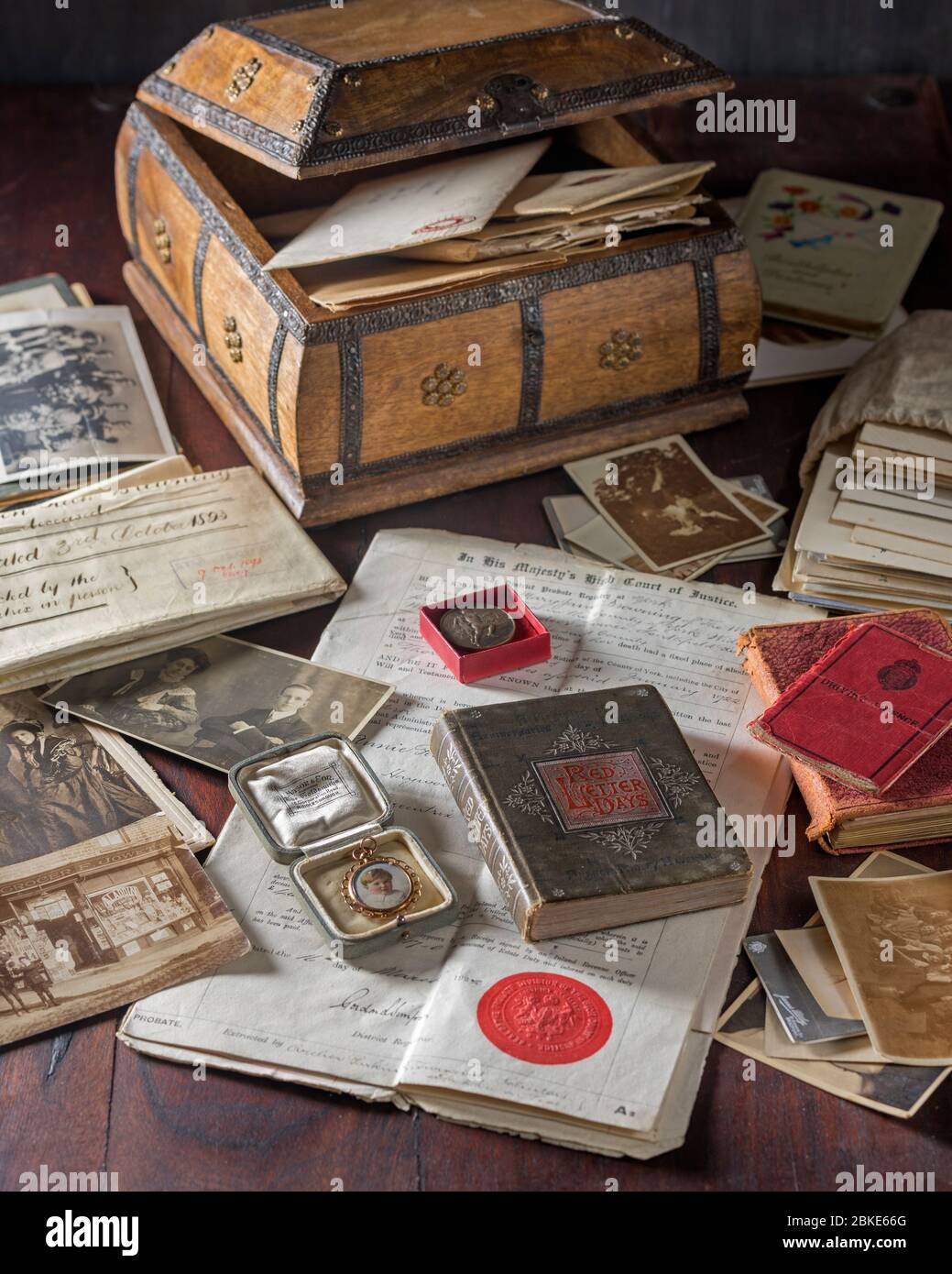 Family trees. Genealogy. Photos and documents Stock Photo - Alamy