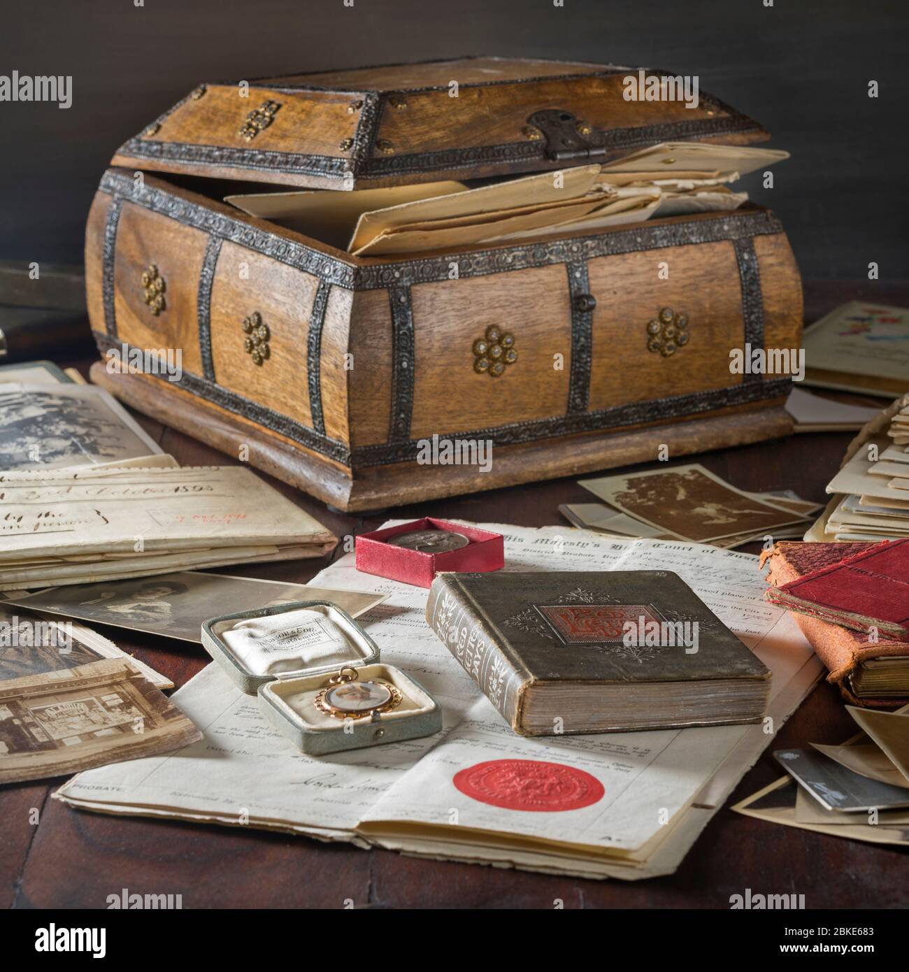 Family trees. Genealogy. Photos and documents Stock Photo - Alamy