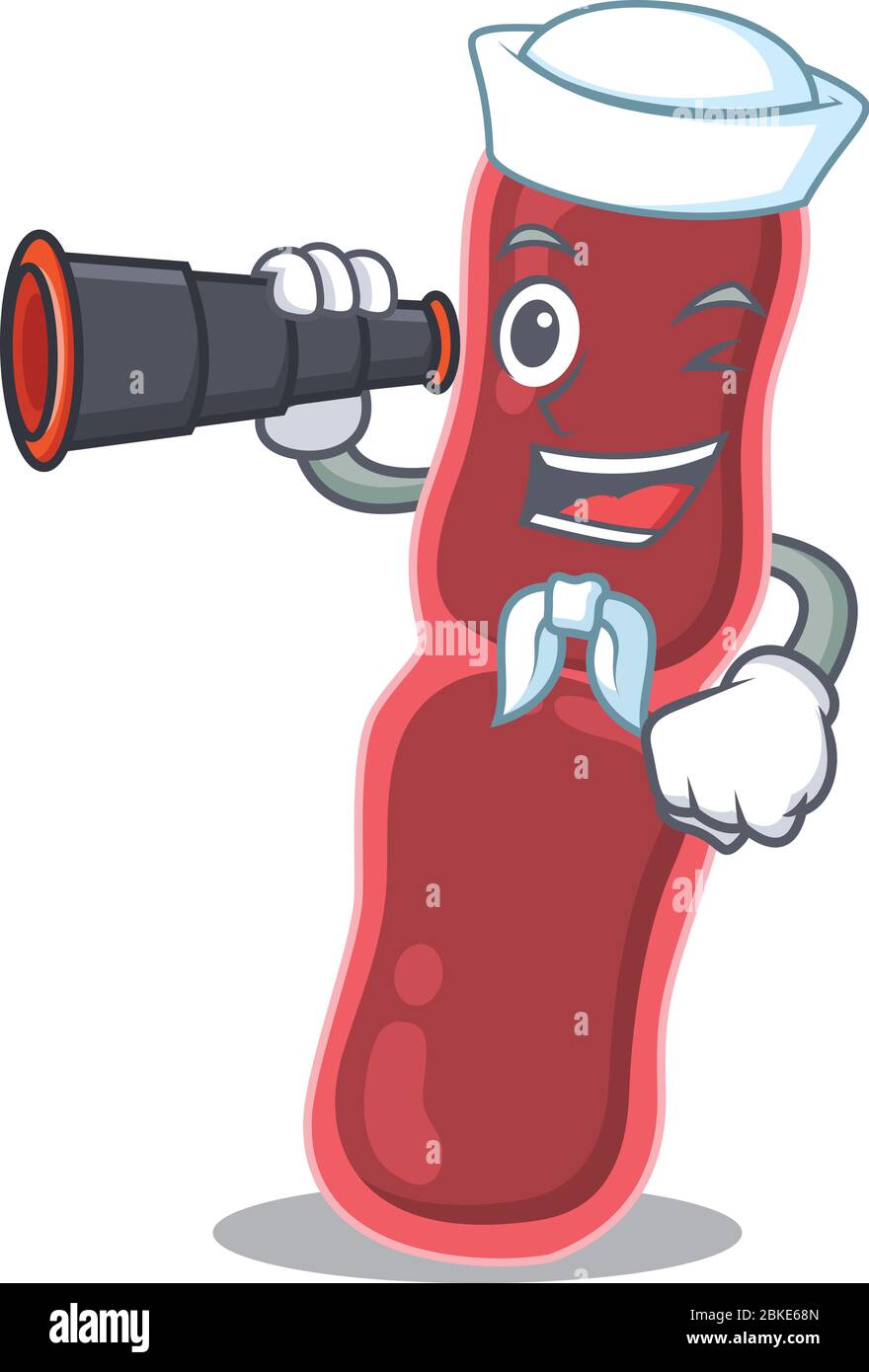A cartoon icon of bacillus bacteria Sailor with binocular Stock Vector ...