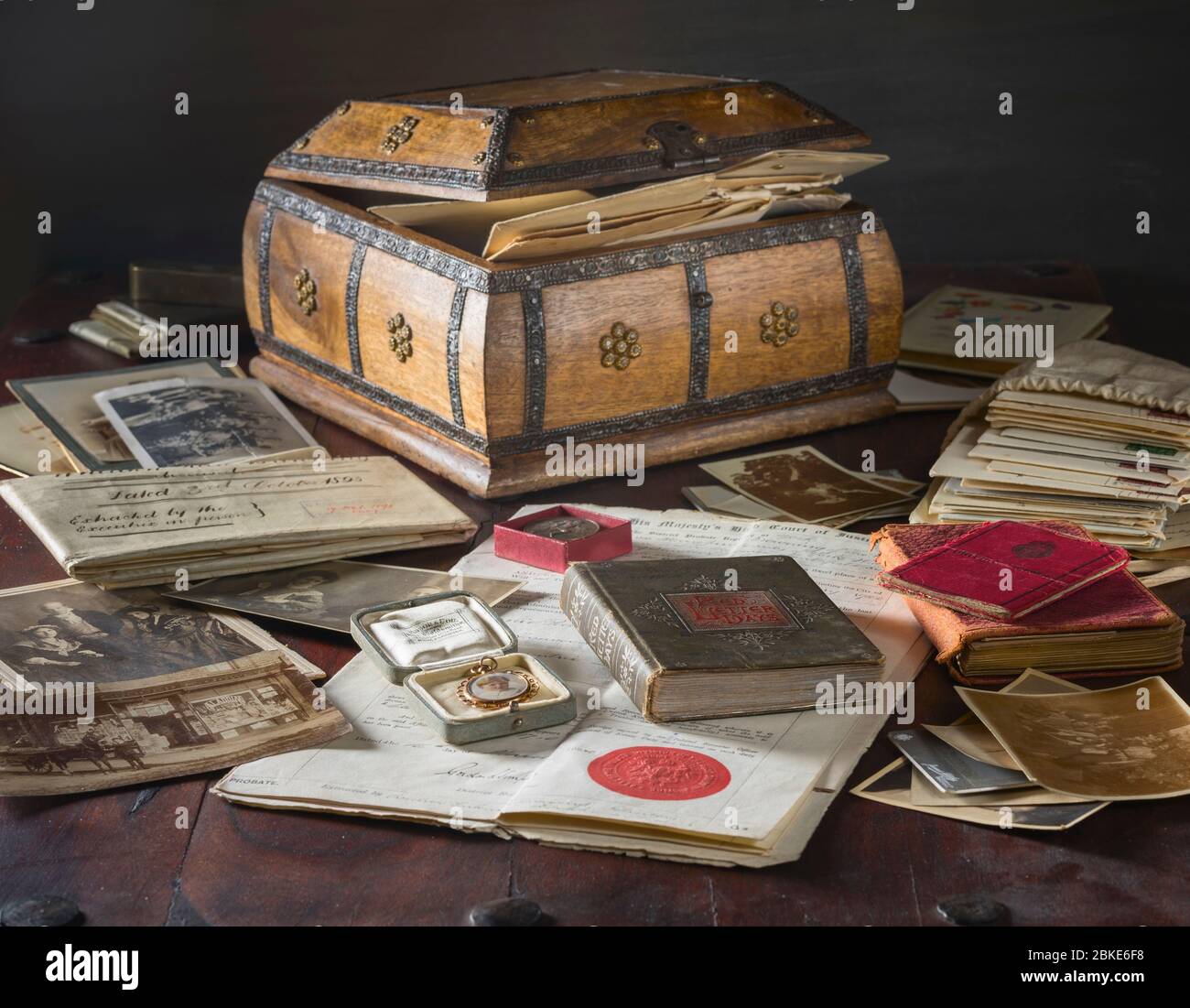 Family trees. Genealogy. Photos and documents Stock Photo - Alamy