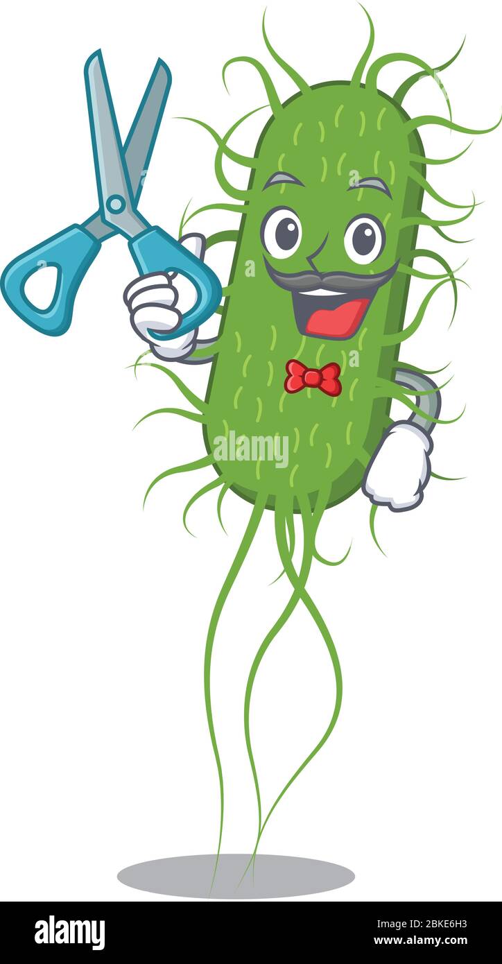 Sporty e.coli bacteria cartoon character design with barber Stock ...