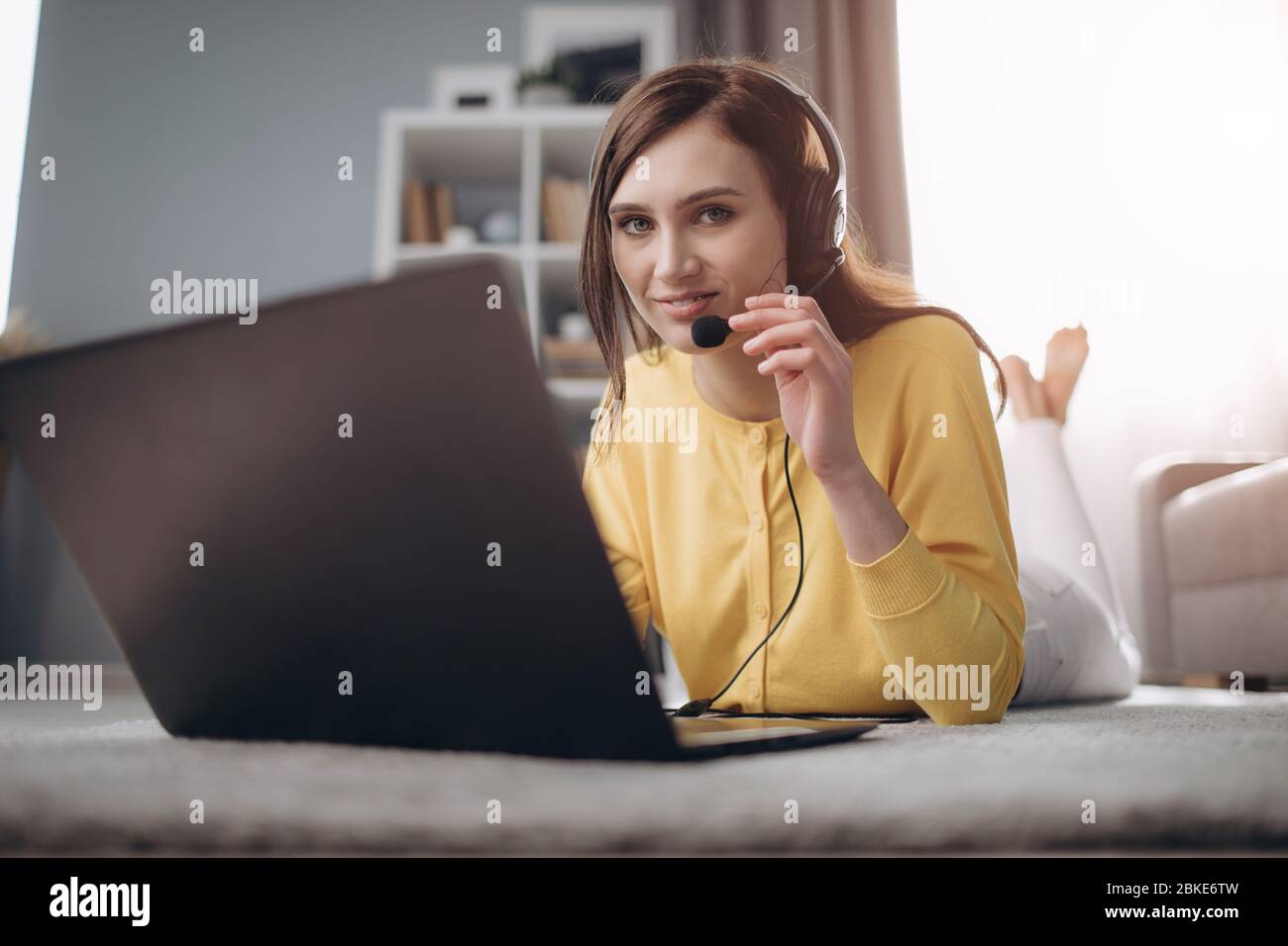 Lady lying on floor hi-res stock photography and images - Alamy
