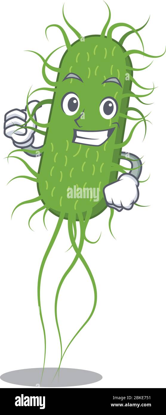 E.coli bacteria cartoon character design making OK gesture Stock Vector ...