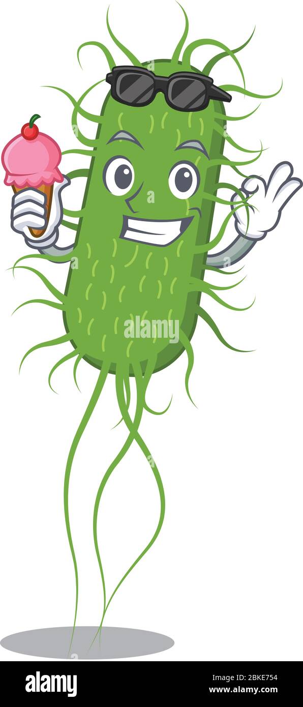 Cartoon design concept of e.coli bacteria having an ice cream Stock ...