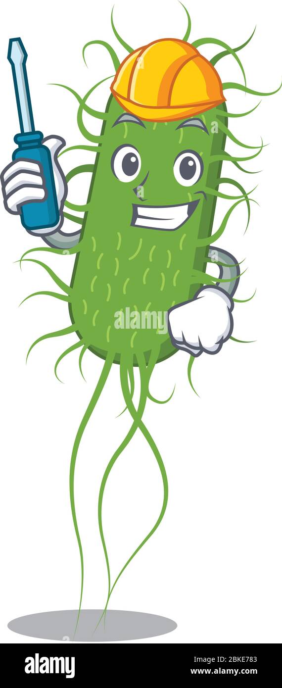cartoon character of e.coli bacteria worked as an automotive Stock ...