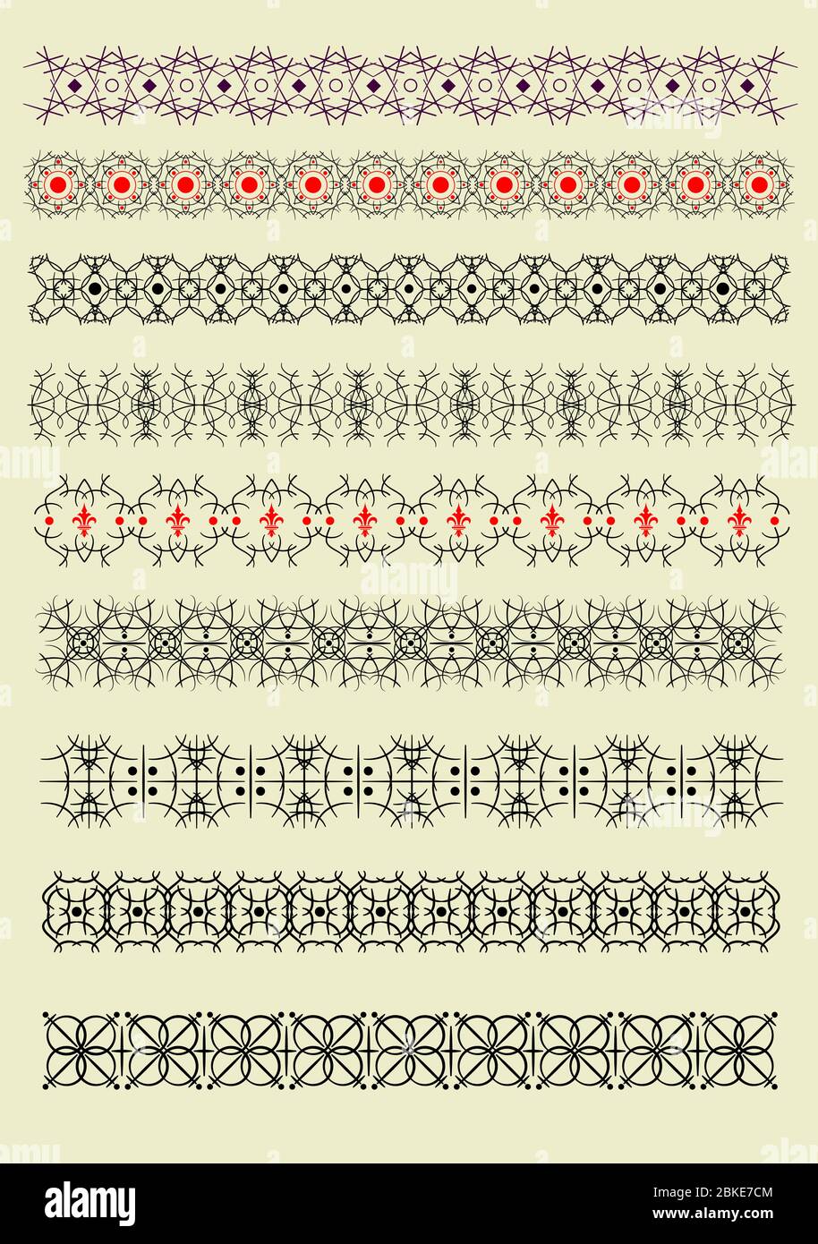 Collection of Ornamental Rule Lines in Different Design styles Stock ...
