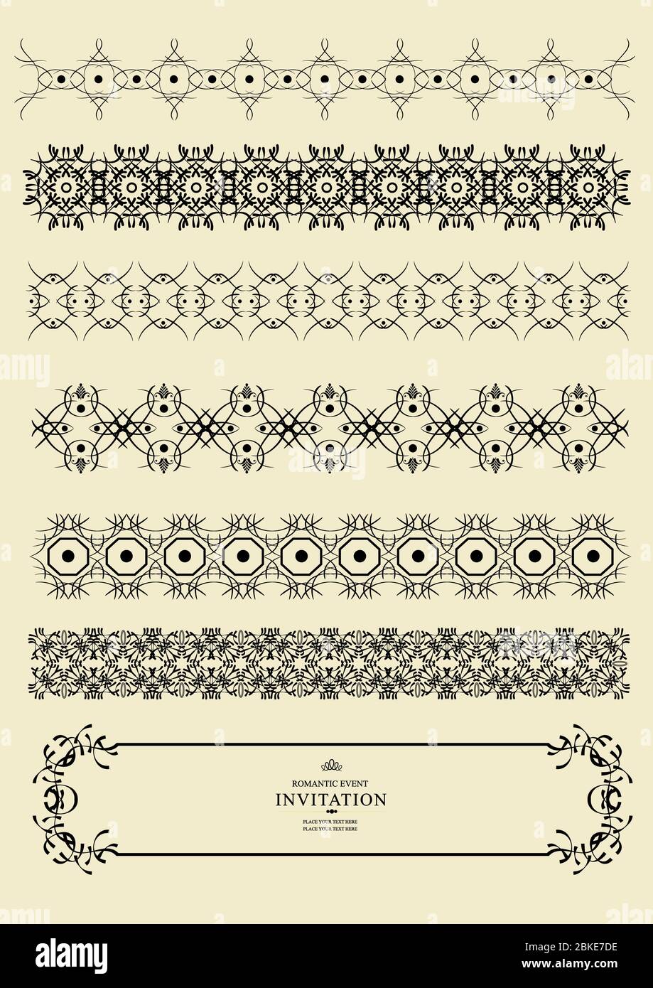 Collection of Ornamental Rule Lines in Different Design styles Stock ...