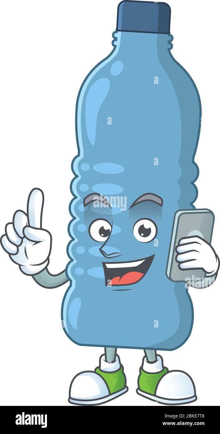 Cartoon design concept of mineral bottle talking on phone Stock Vector ...