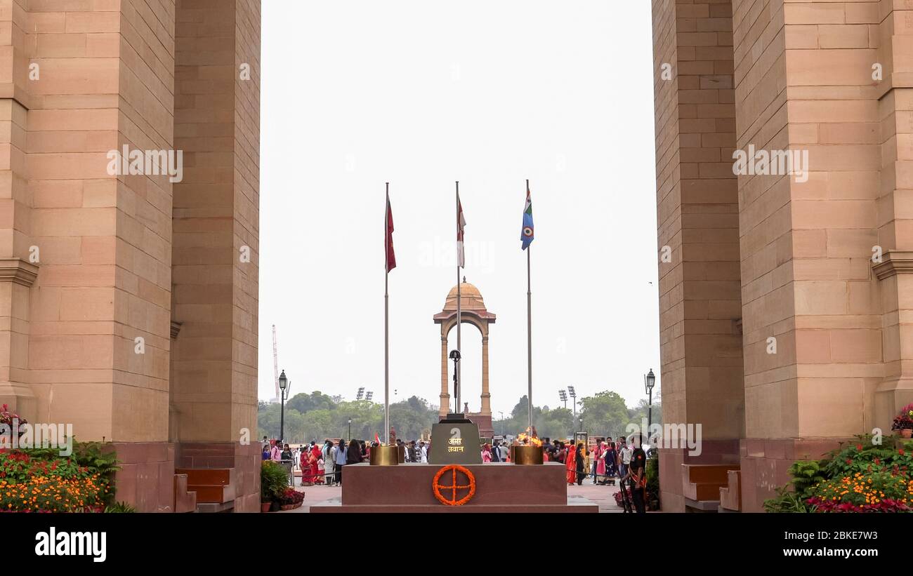 DELHI, INDIA - MARCH 13, 2019: afternoon close up of the flame of the ...