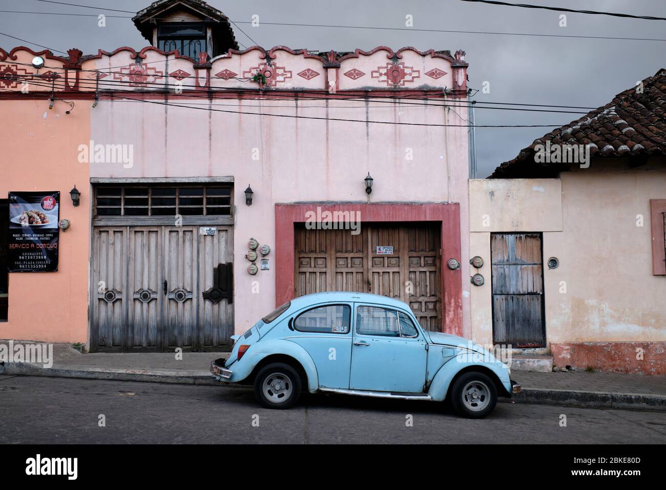 Volkswagen beetle in the colonial streets of San Cristobal de las Casas ...