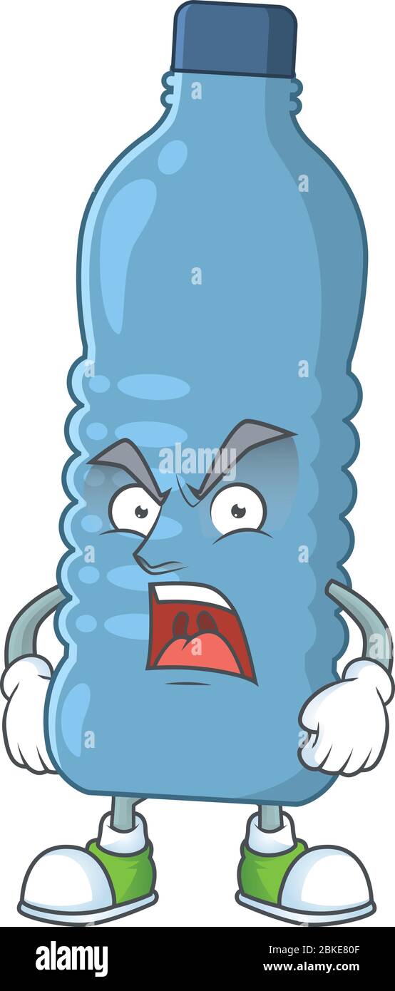 Mineral bottle cartoon character design with mad face Stock Vector ...