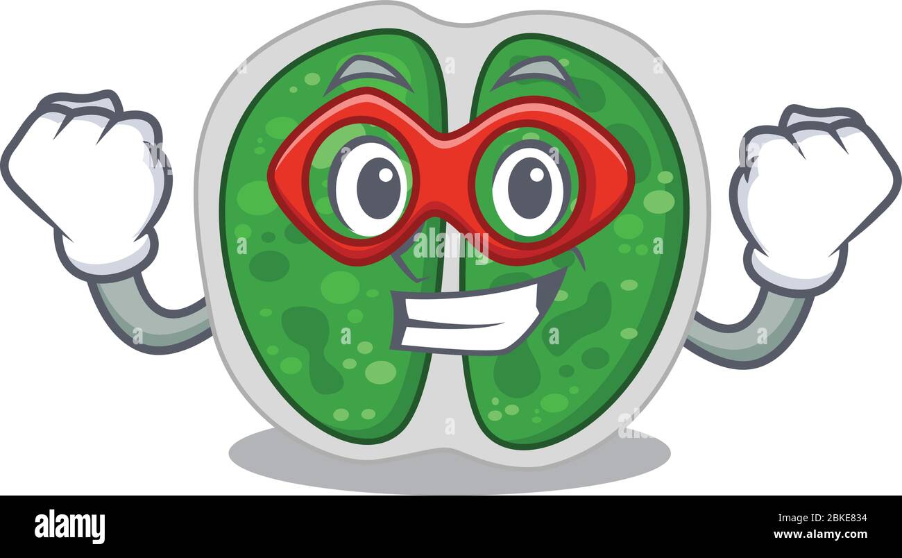 A cartoon character of chroococcales bacteria performed as a Super hero ...