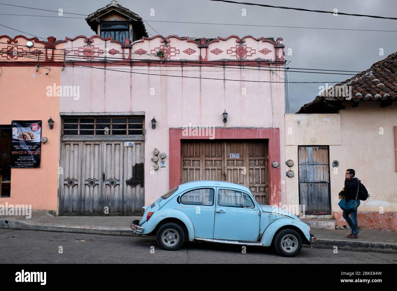 Volkswagen beetle in the colonial streets of San Cristobal de las Casas ...