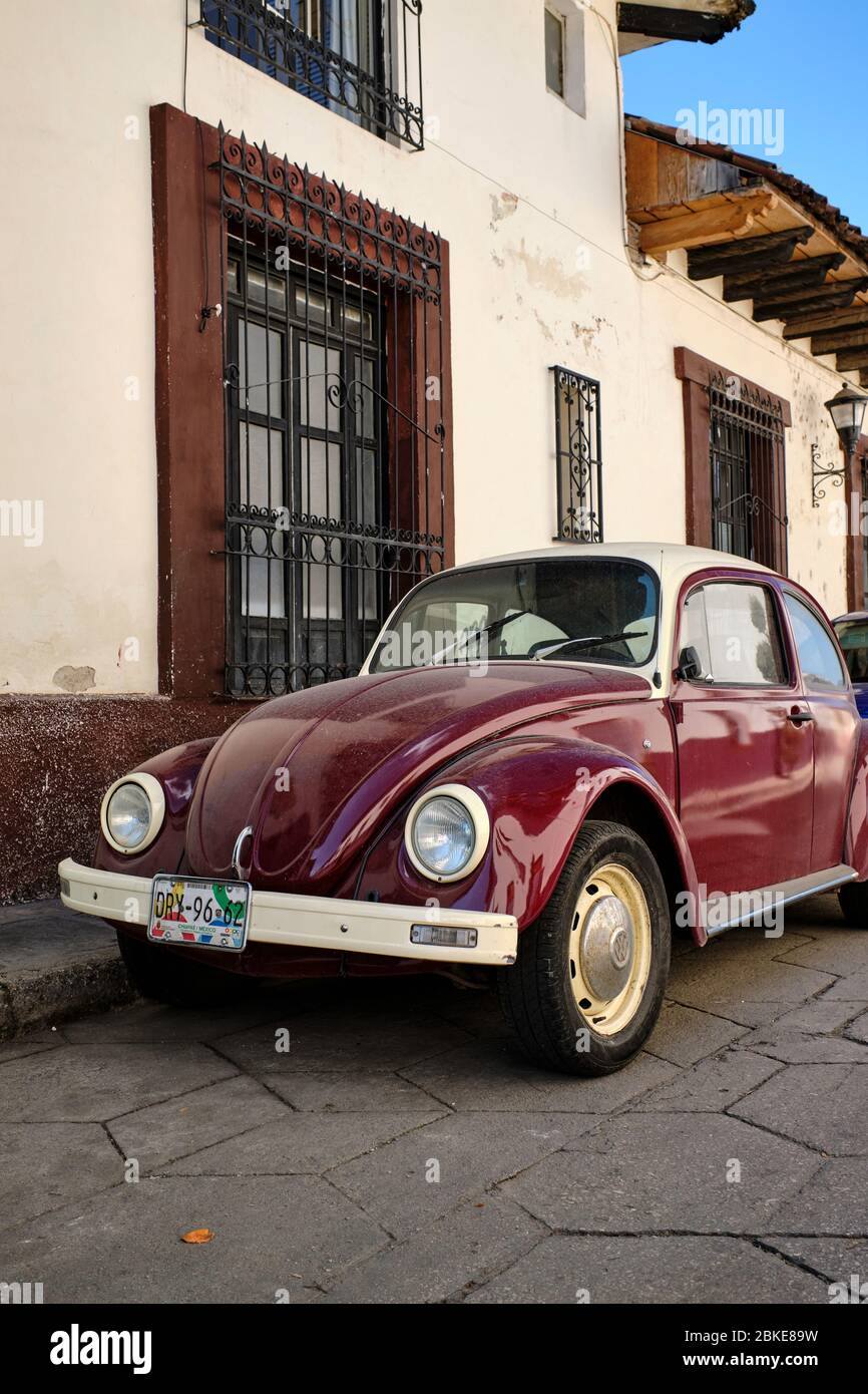 Volkswagen beetle in the colonial streets of San Cristobal de las Casas ...