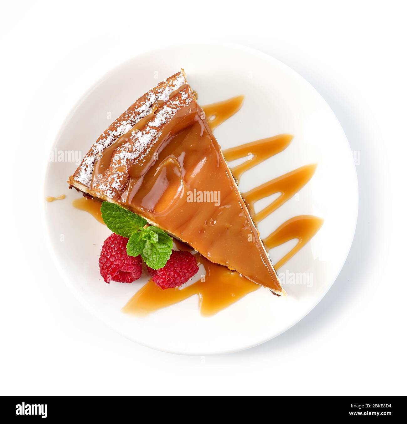 piece of caramel cheesecake, top view Stock Photo - Alamy