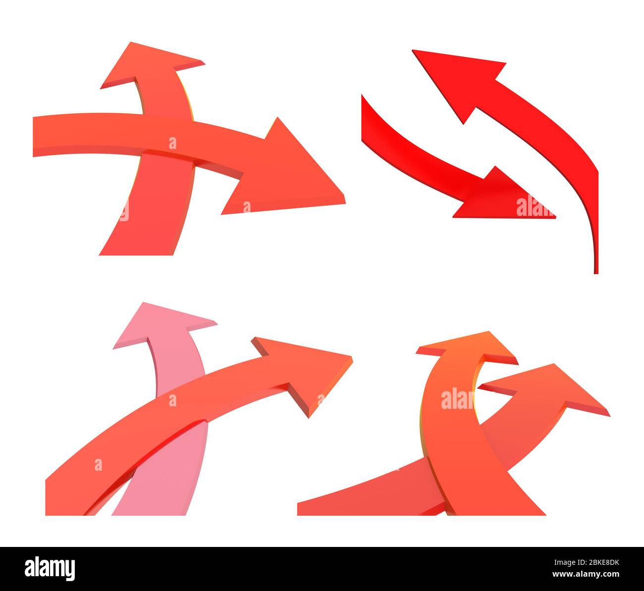 Two bound arrows specifying different directions, fork of two roads ...