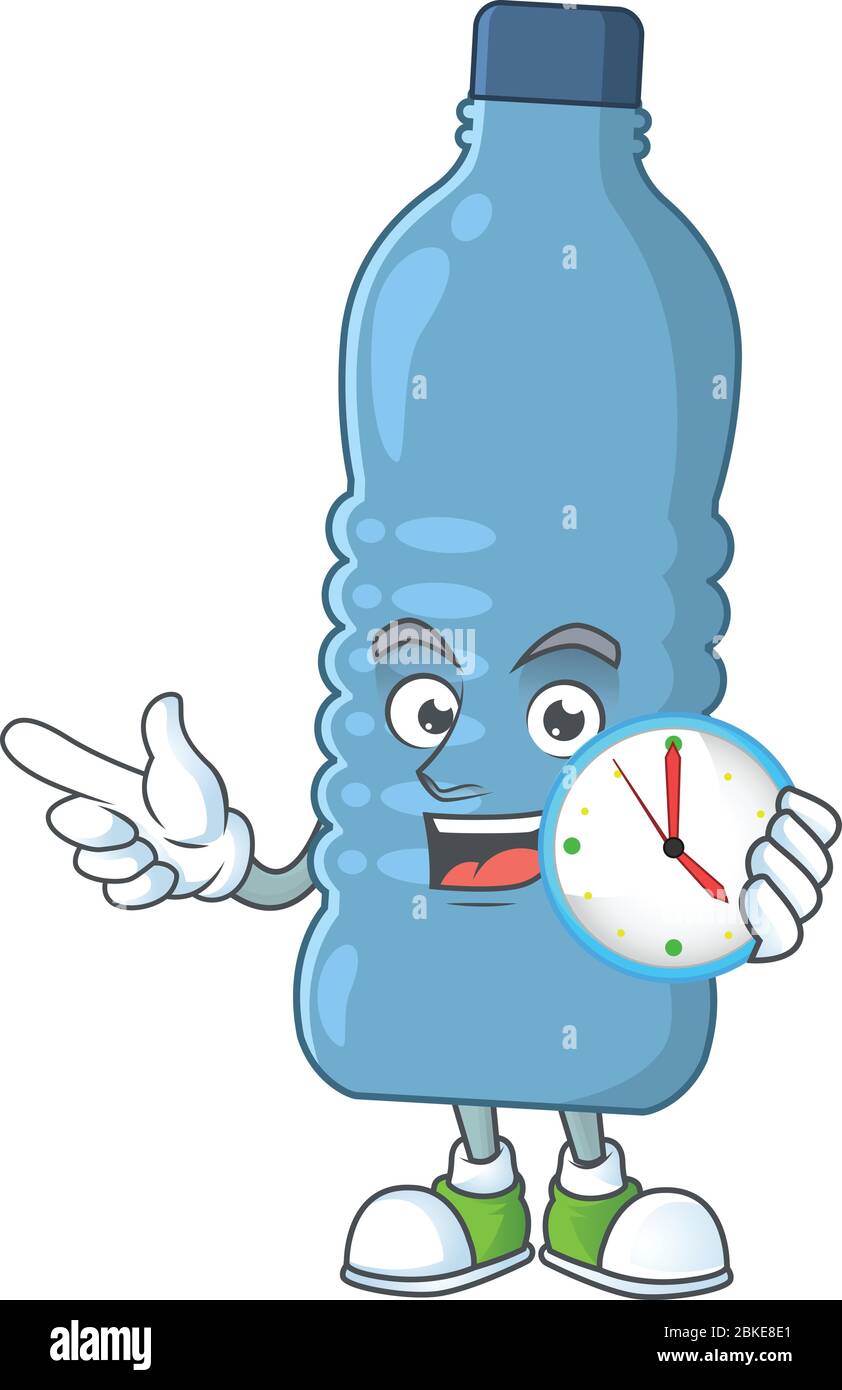 Mineral bottle mascot design concept holding a circle clock Stock ...