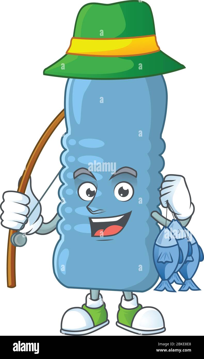 A Picture of mineral bottle fisher mascot design catch a fish Stock ...