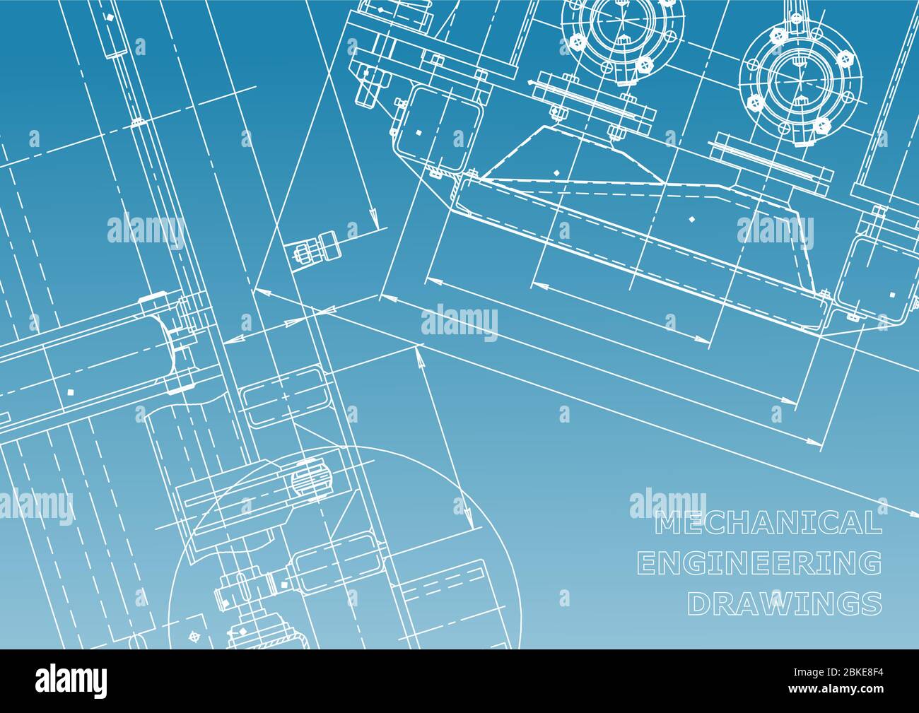 Blueprint. Vector engineering drawings. Mechanical instrument making ...