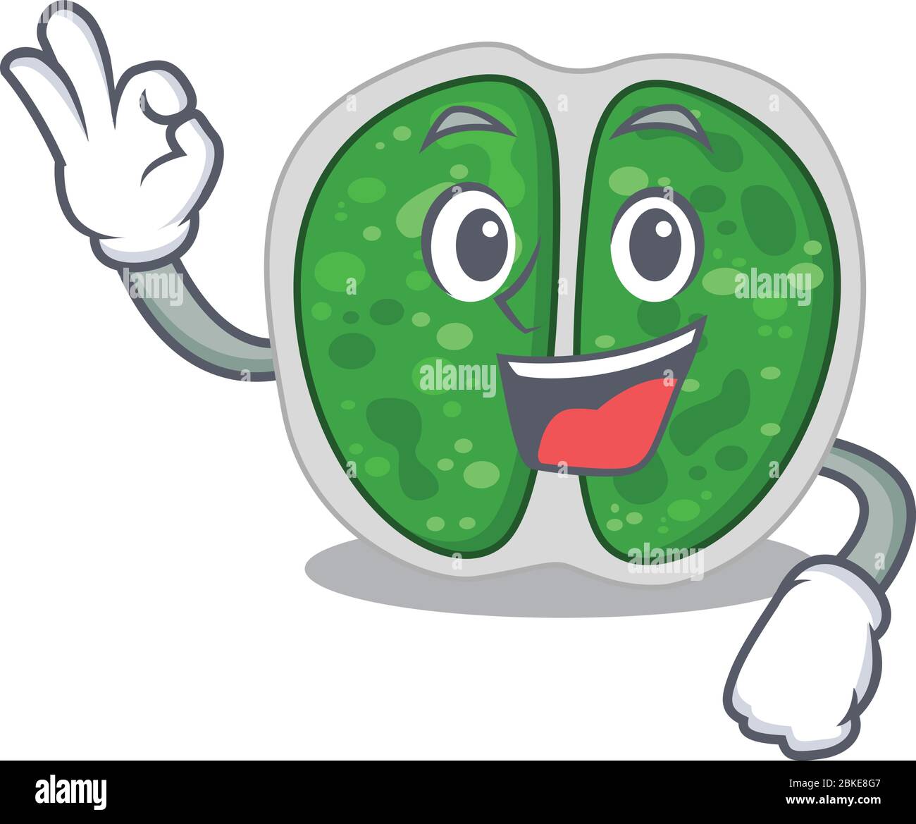 Chroococcales bacteria mascot design style with an Okay gesture finger ...