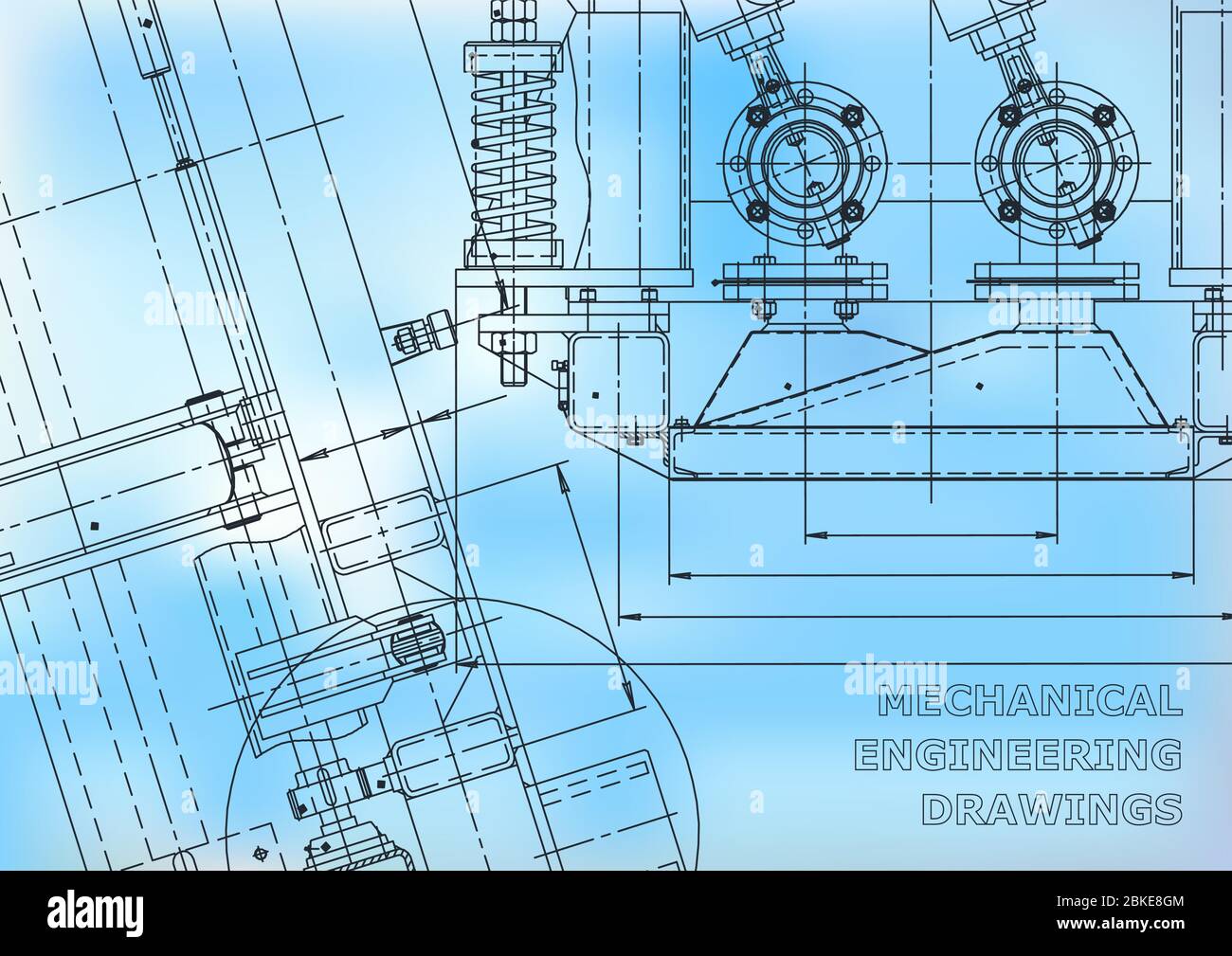 Blueprint. Vector engineering drawings. Mechanical instrument making ...