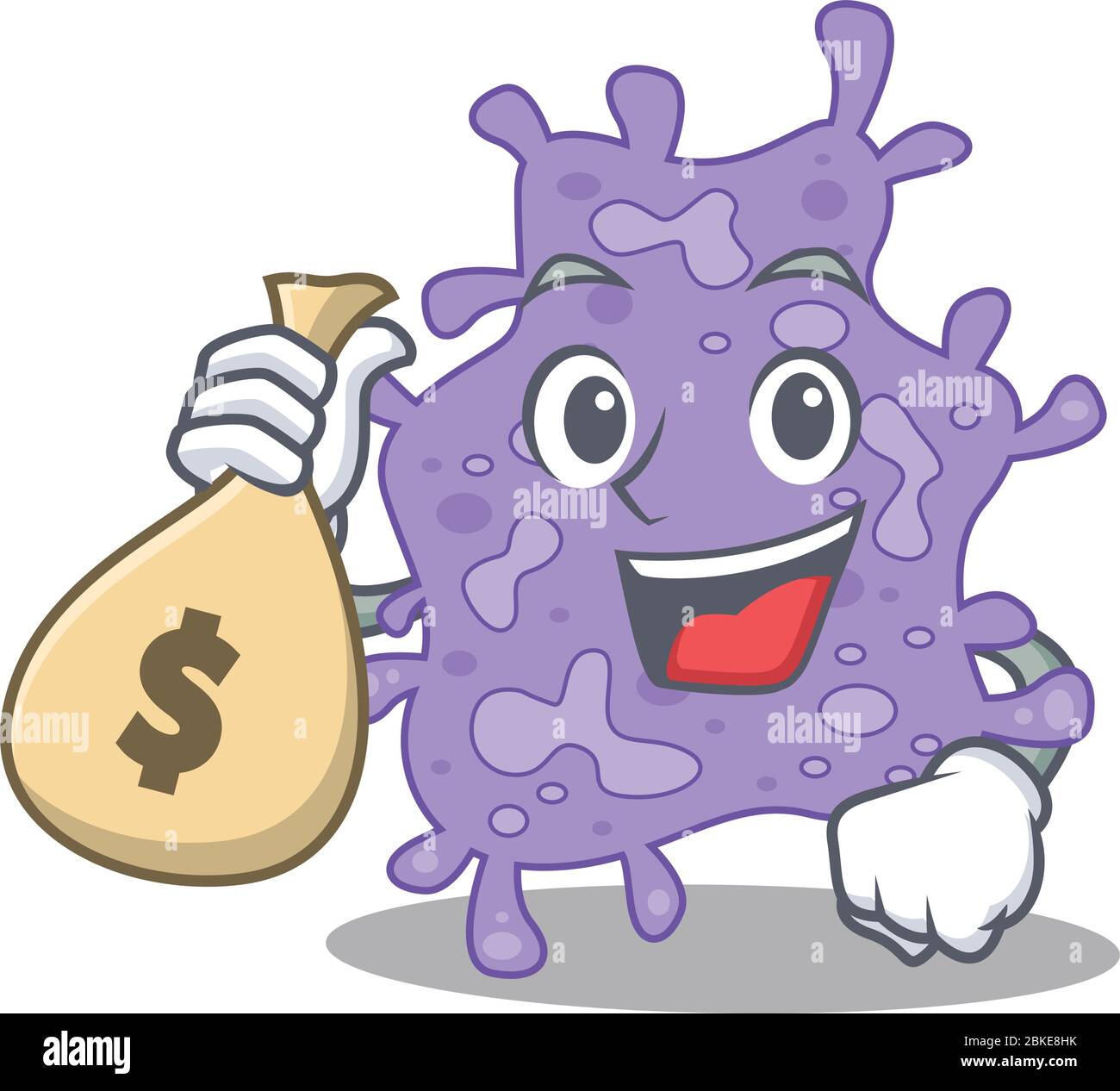 Rich staphylococcus aureus cartoon design holds money bags Stock Vector ...