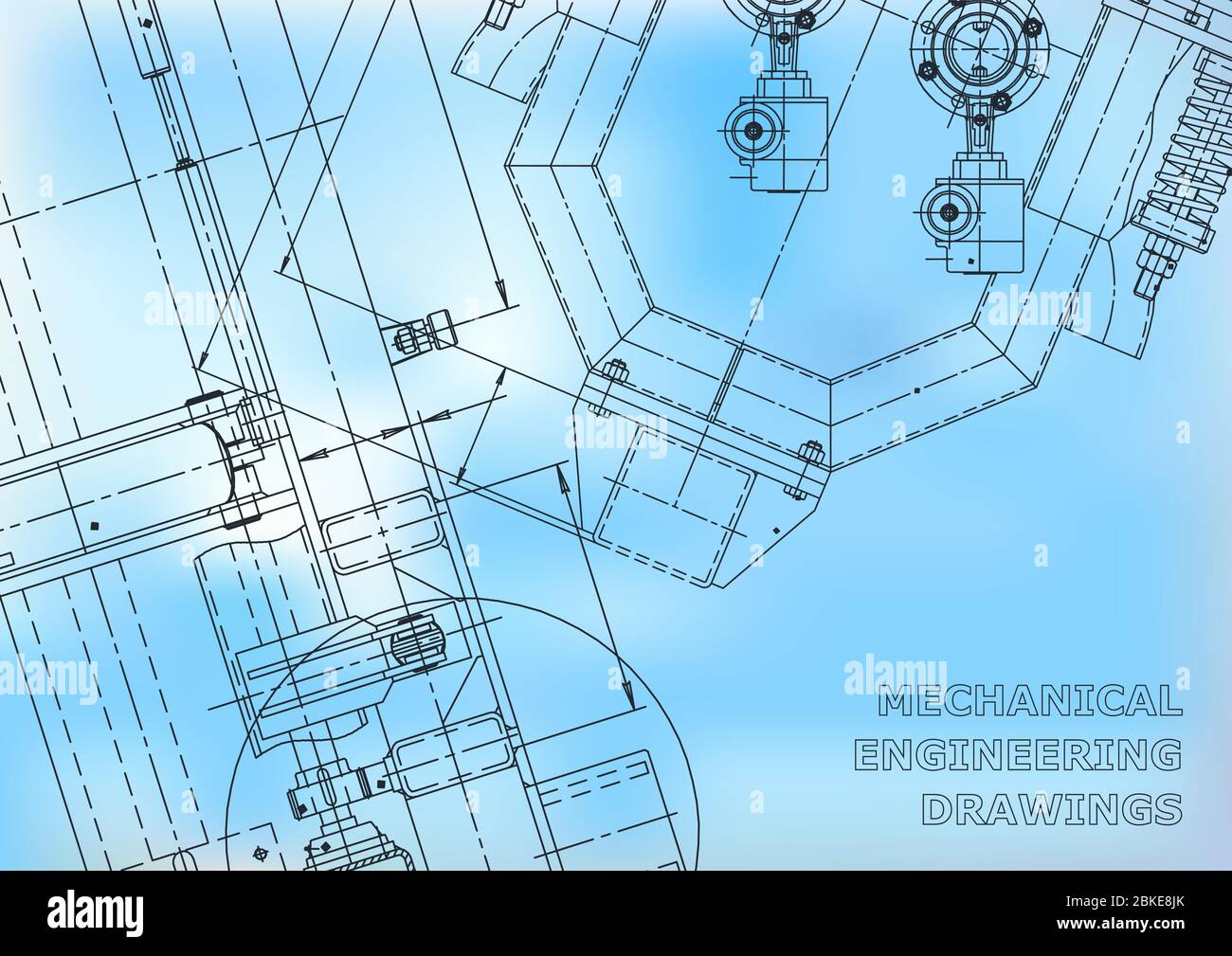 Blueprint. Vector engineering drawings. Mechanical instrument making ...