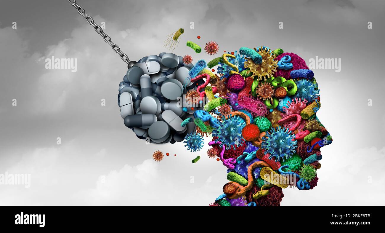 Disease prevention and treatment concept as a group of pathogen cells ...