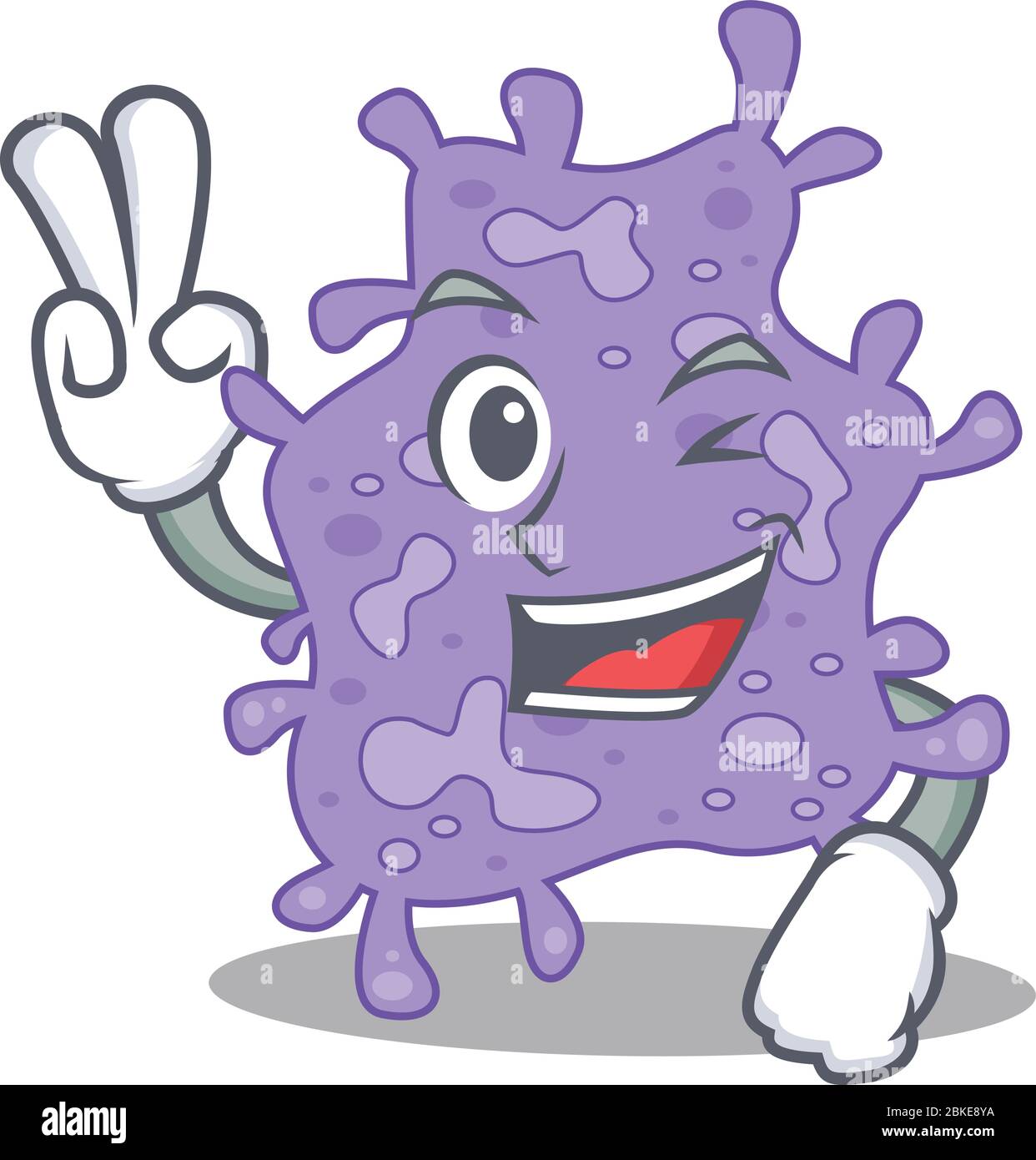 Happy staphylococcus aureus cartoon design concept with two fingers ...