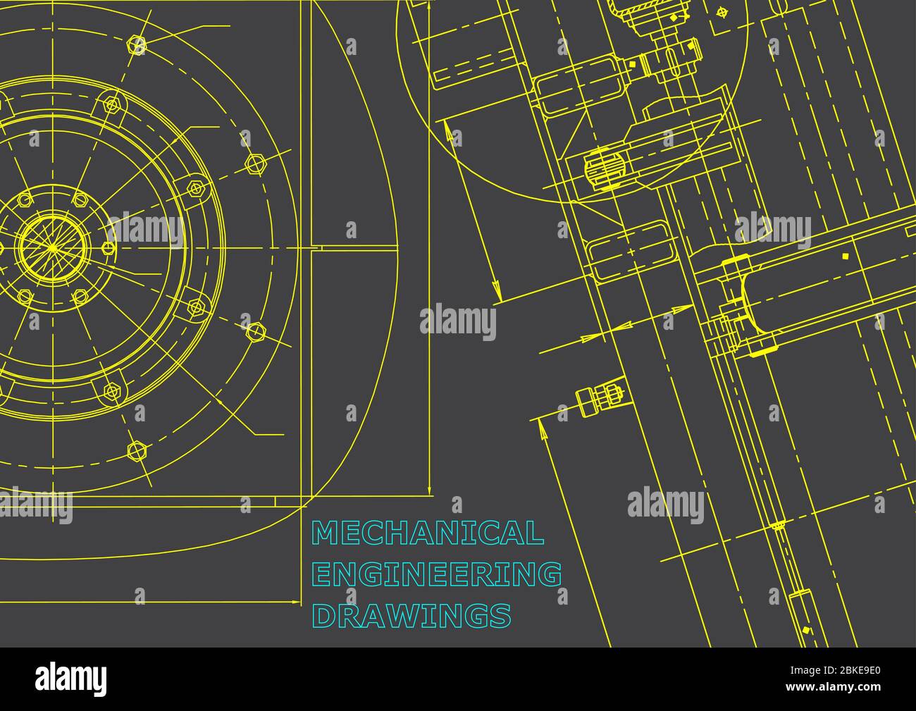 Gray Mechanical engineering drawings. Engineering illustration. Vector ...