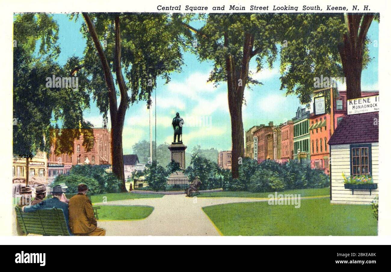 Soldiers' Monument, Central Square, and Main Street, Keene NH Stock ...