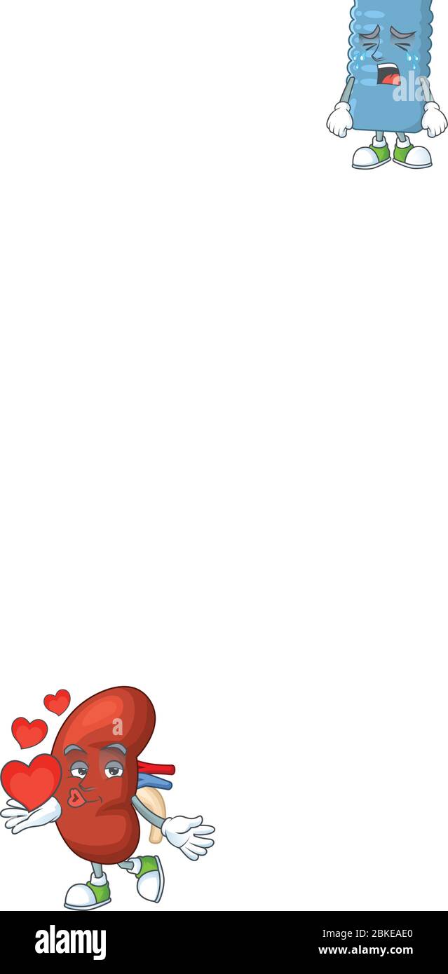 An adorable cartoon design of leaf human kidney holding heart Stock ...