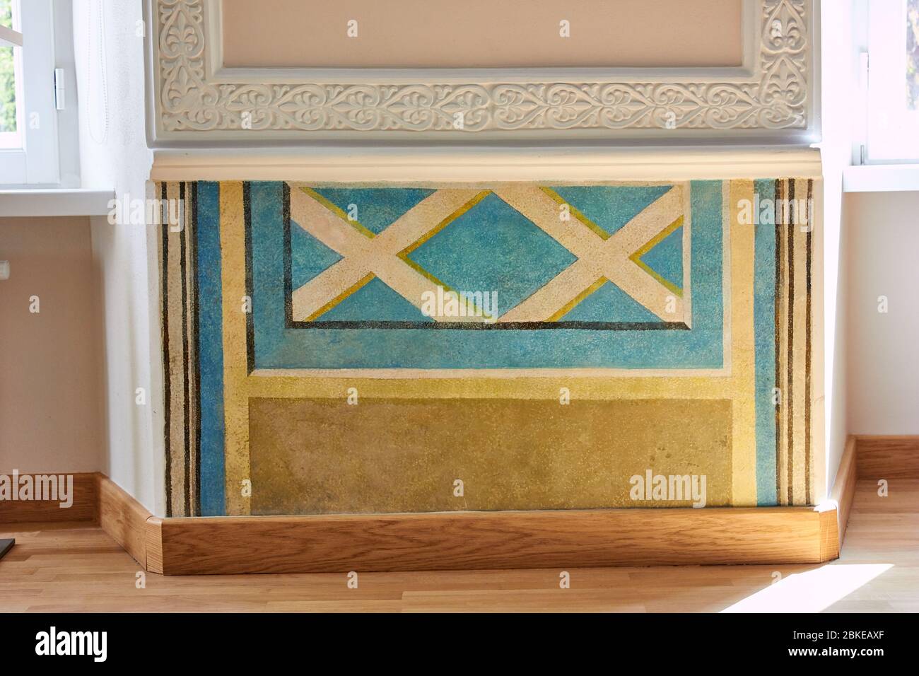 Ancient painting style on the renovated wall of old building Stock ...