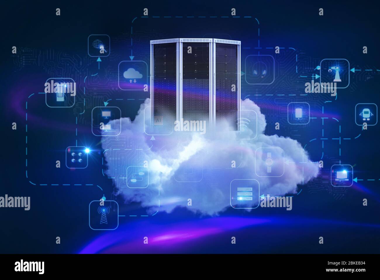3d rendering cloud computing technology in server room Stock Photo - Alamy