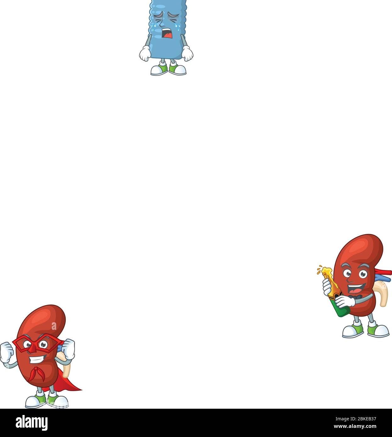 Leaf human kidney cartoon design concept dressed as Super hero Stock ...