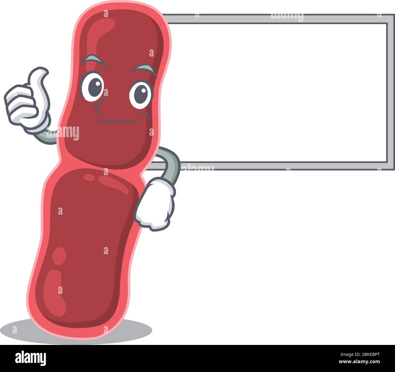 Humorous bacillus bacteria cartoon design Thumbs up bring a white board ...