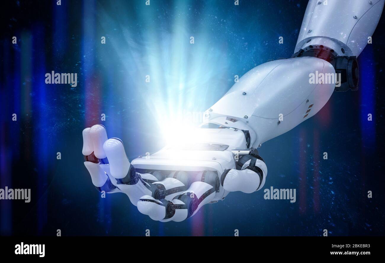 3d rendering robotic hand with hand palm open Stock Photo - Alamy