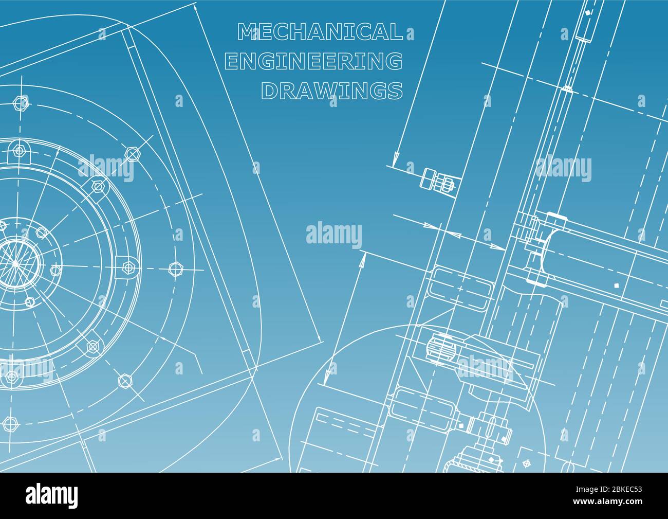 Blueprint, Sketch. Vector engineering illustration. Cover. Blue and ...