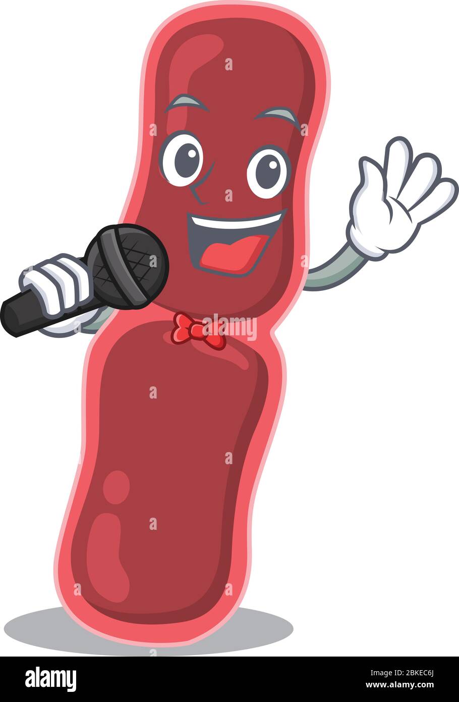 Talented singer of bacillus bacteria cartoon character holding a ...