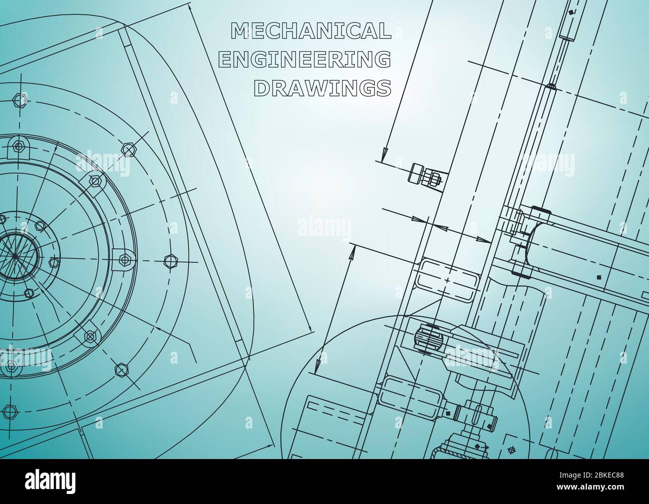 Blueprint, Sketch. Vector engineering illustration. Cover. Light blue ...