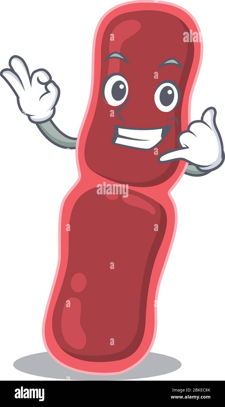 Cartoon design of bacillus bacteria with call me funny gesture Stock ...